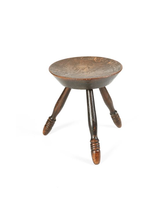 Bonhams : A late 19th century poker-work stool