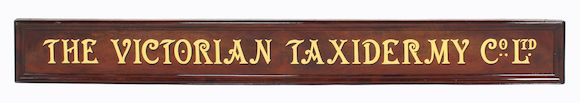 Bonhams : A mahogany sign 'The Victorian Taxidermy Co., Ltd.'