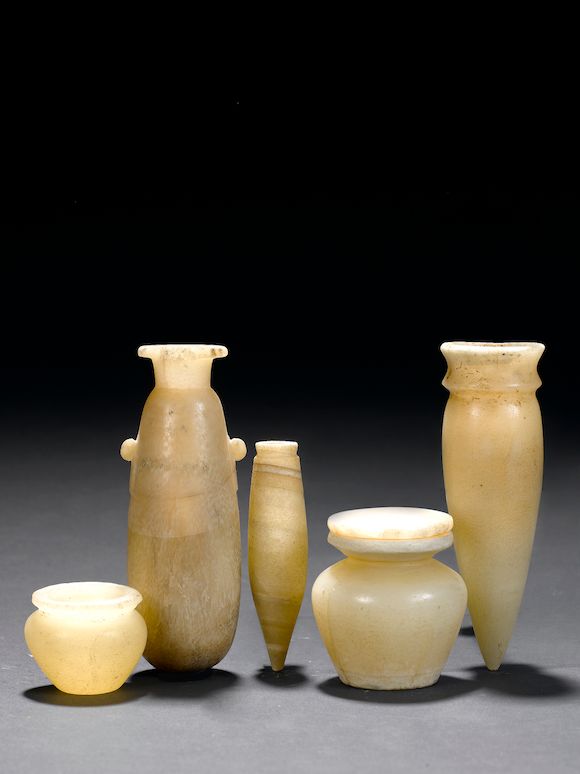 Bonhams : Five Egyptian alabaster vessels and a lid 5