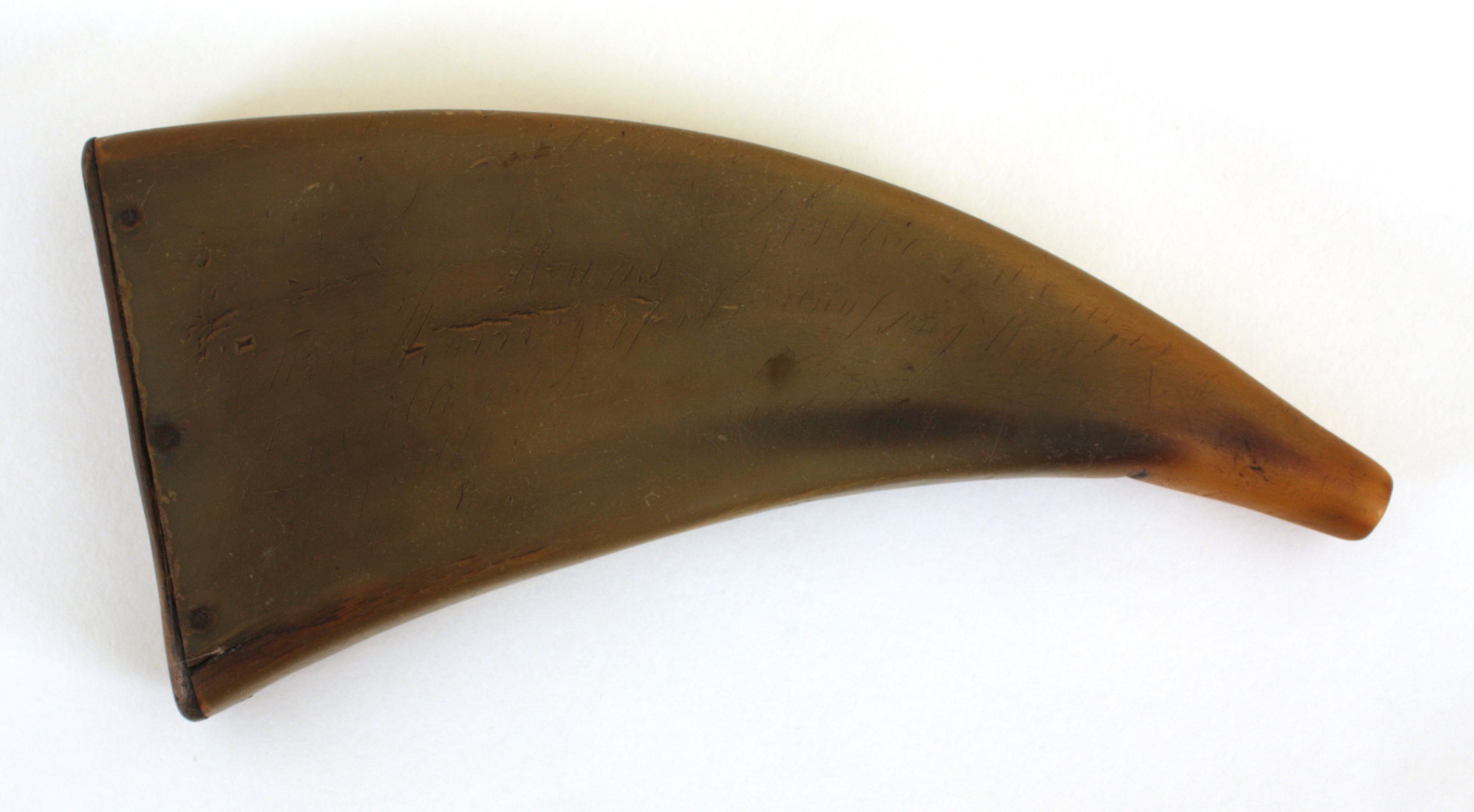 Bonhams : An 18th century Scottish flattened powder horn