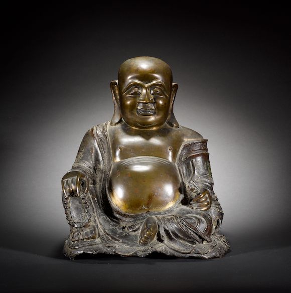 Bonhams : A bronze figure of Budai Heshang, The Manifestation of Mile ...
