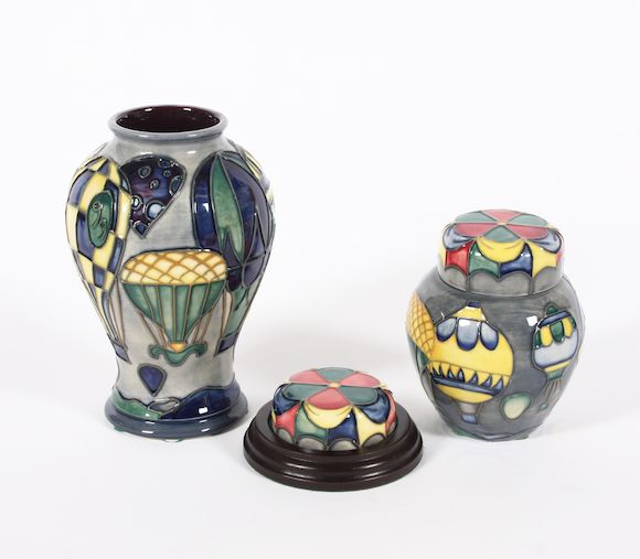 Bonhams : A contemporary Moorcroft jar and cover, a vase and a ...