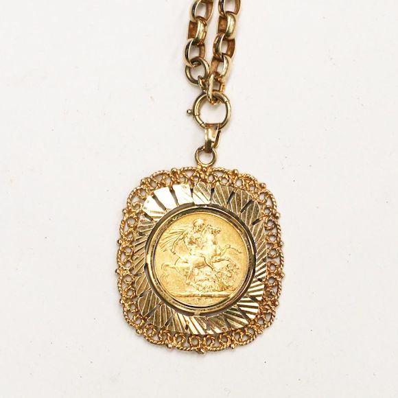 Bonhams : Victoria: A sovereign, 1892, in 9ct gold pendant mount ...