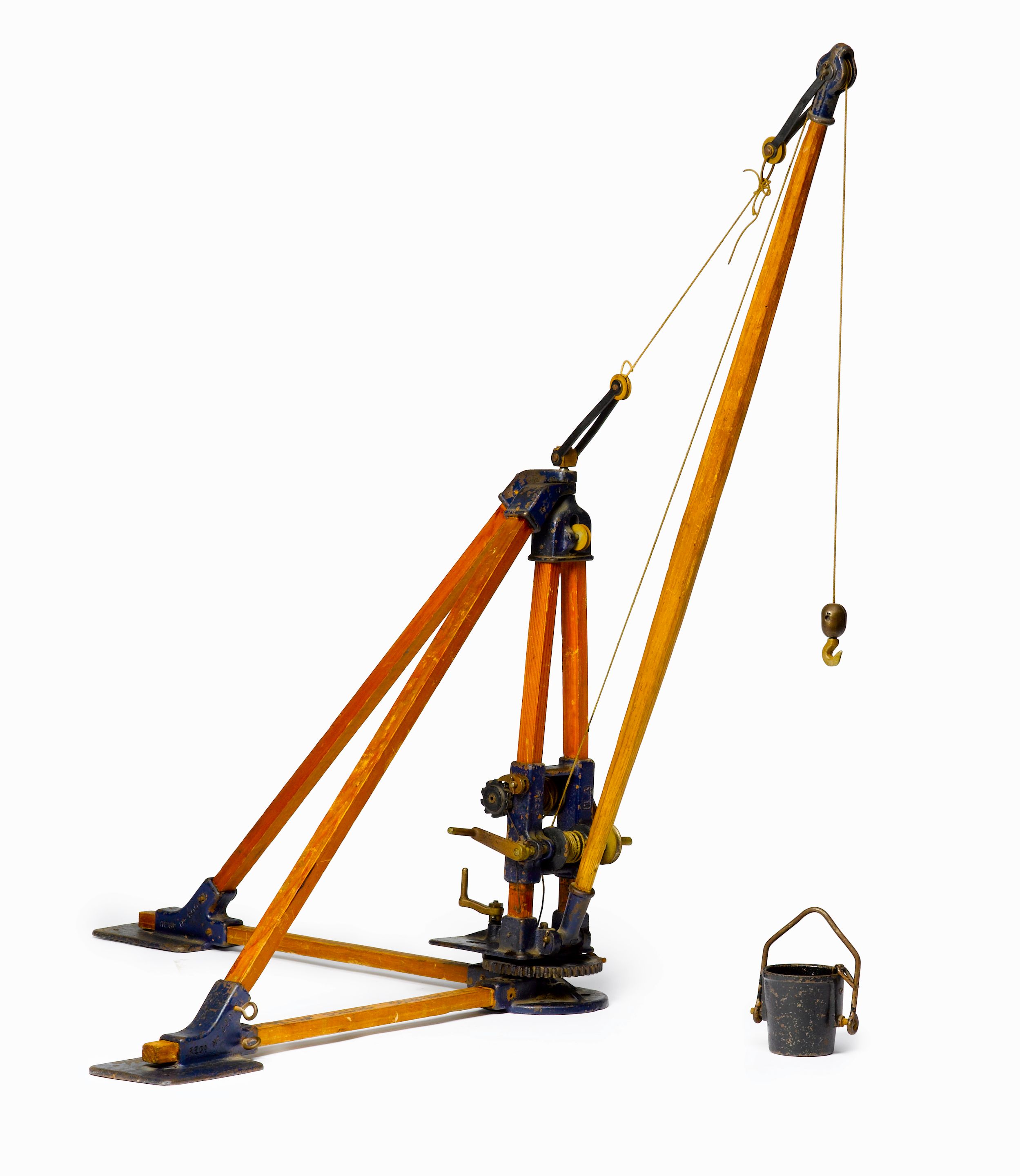 Bonhams : A WOOD AND CAST IRON MODEL DOCKSIDE TRIPOD CRANE One ...