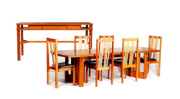 Bonhams : A twelve piece elm dining suite by Alan Peters, circa 1987 ...