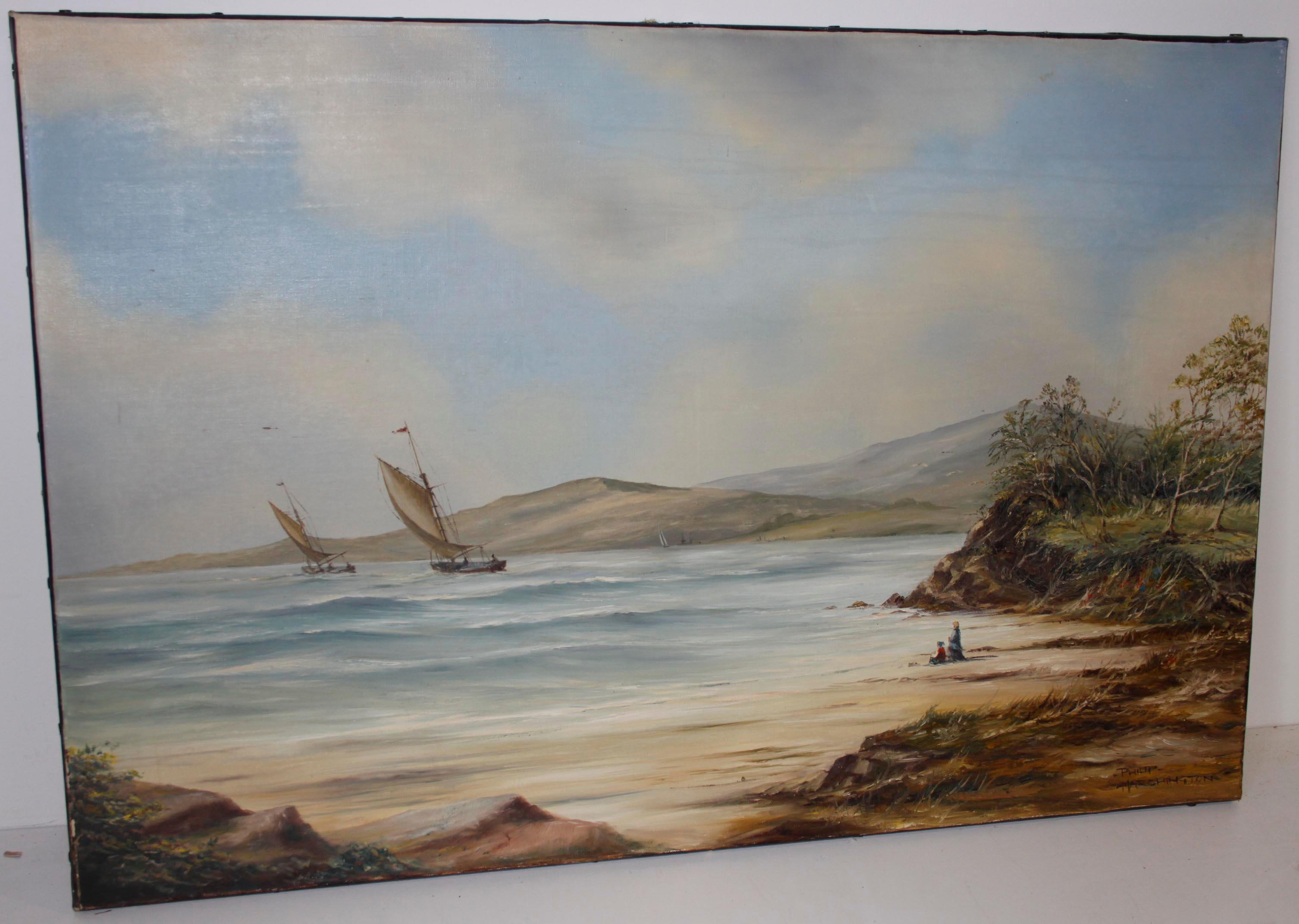 Bonhams : Philip Marchington (British, born 1934) Figures on a beach