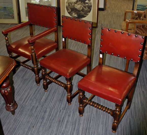 Bonhams : A set of Carolean style oak dining chairs c. mid 20th century