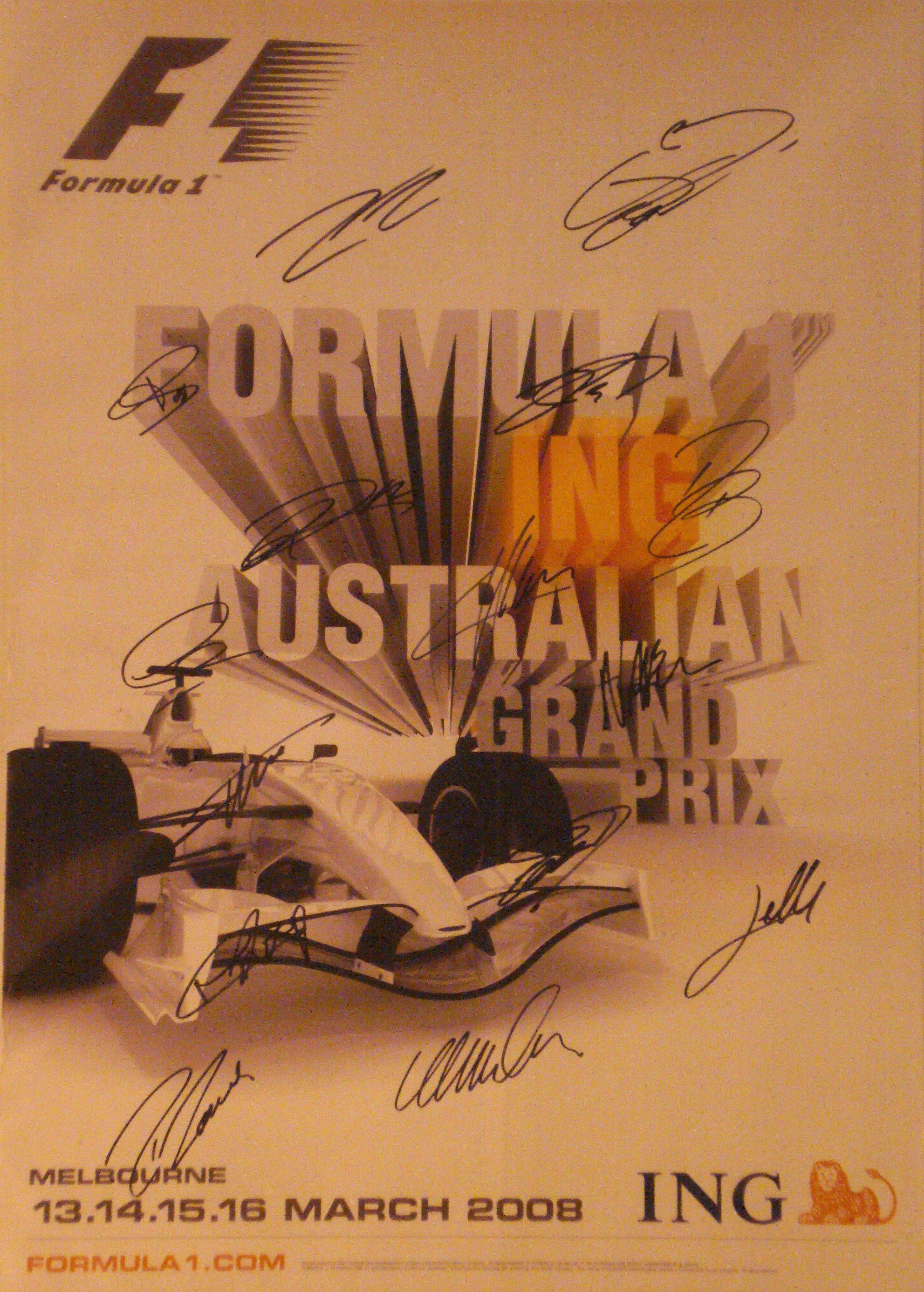 Bonhams Cars : A signed 2008 Australian Grand Prix poster,