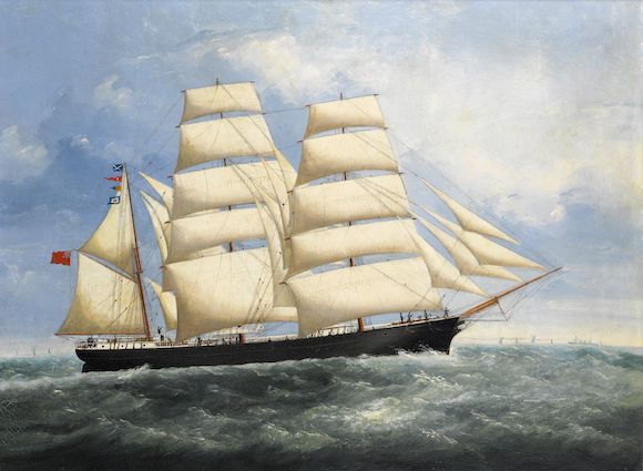 Bonhams : 19th Century English School The Barque Beulah under full sail