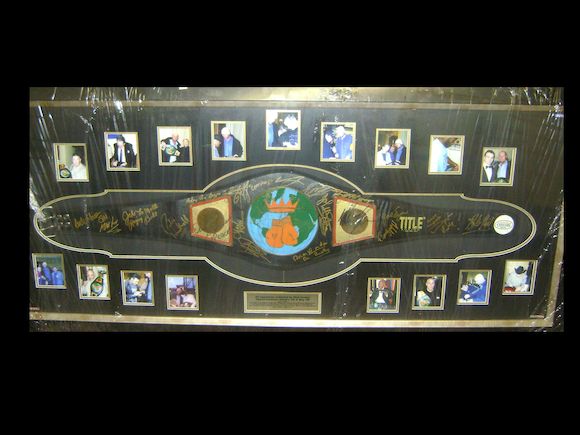 Bonhams : A multi-signed boxing belt montage including Shavers and Tyson