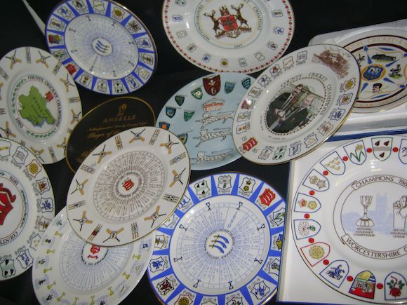 Bonhams : A collection of cricket ceramic plates