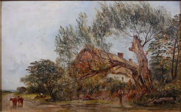Bonhams : William H. Bond (British) Figures felling a tree before a ...