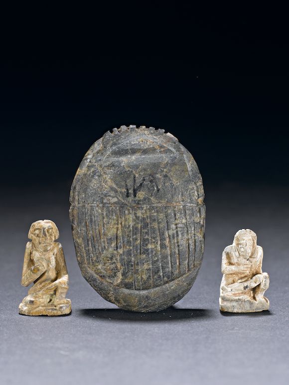 Bonhams : Two Egyptian steatite seals and a scarab 3