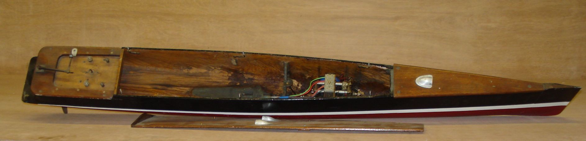 Bonhams Cars : A wooden model of a motor launch,