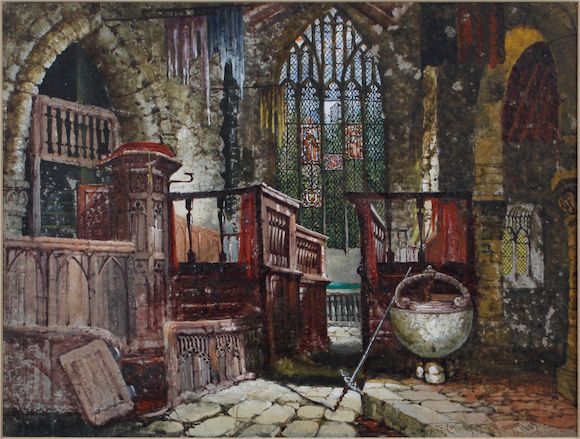 Bonhams : Frances Coppinger (19th Century) Church interior