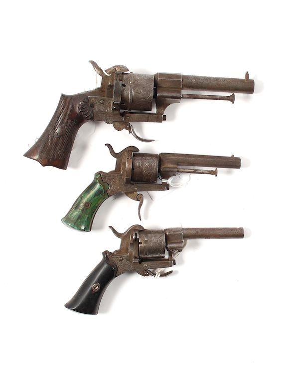 Bonhams : Three Six-Shot Pinfire Revolvers