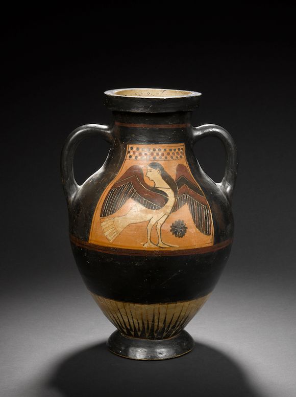 Bonhams : A Corinthian pottery belly amphora