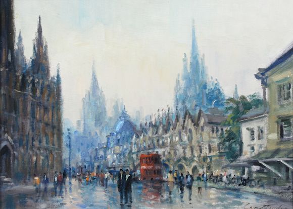 Bonhams : Ivan Taylor (British, born 1946) 'Oxford High St., Rainy Day ...