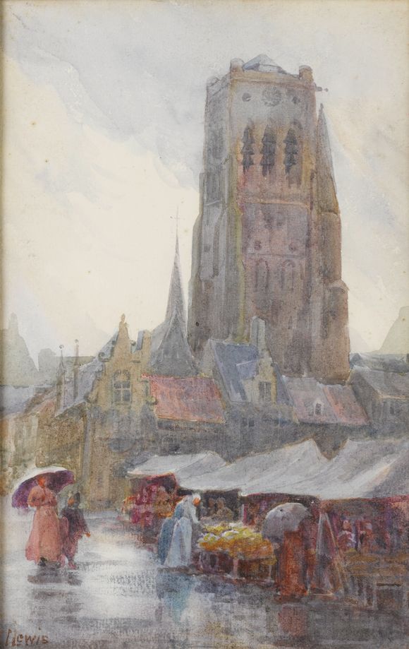Bonhams : Florence Lewis and Esther Lewis Two Watercolours, circa 1914