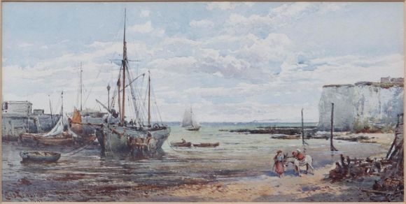 Bonhams : Charles Rowbotham (British, circa 1856-1921) Shore scene with ...