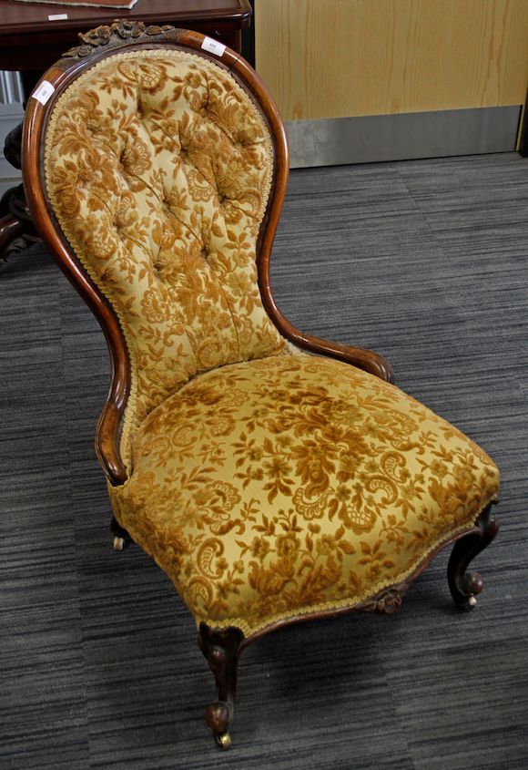 Bonhams : A mid-Victorian walnut framed drawing room lady's chair,