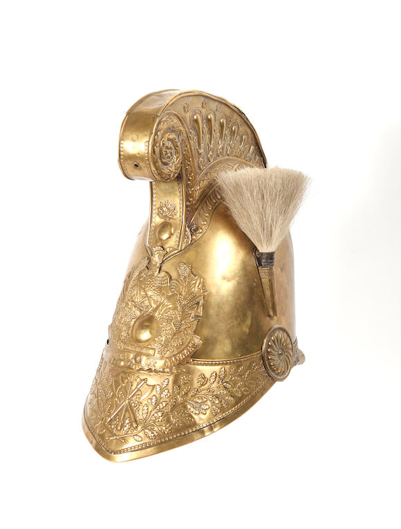 Bonhams A French Firemans Brass Helmet