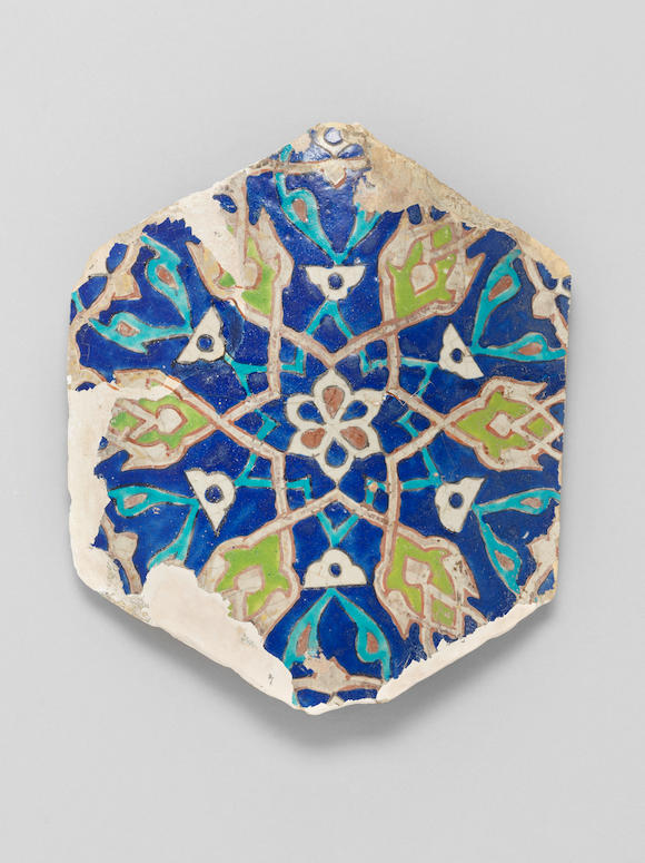 Bonhams : A Timurid cuerda seca pottery Tile Persia, 15th Century