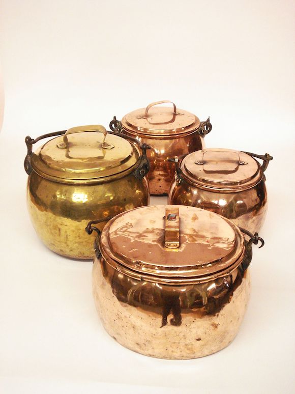 Bonhams : Three Victorian copper cooking pots and covers