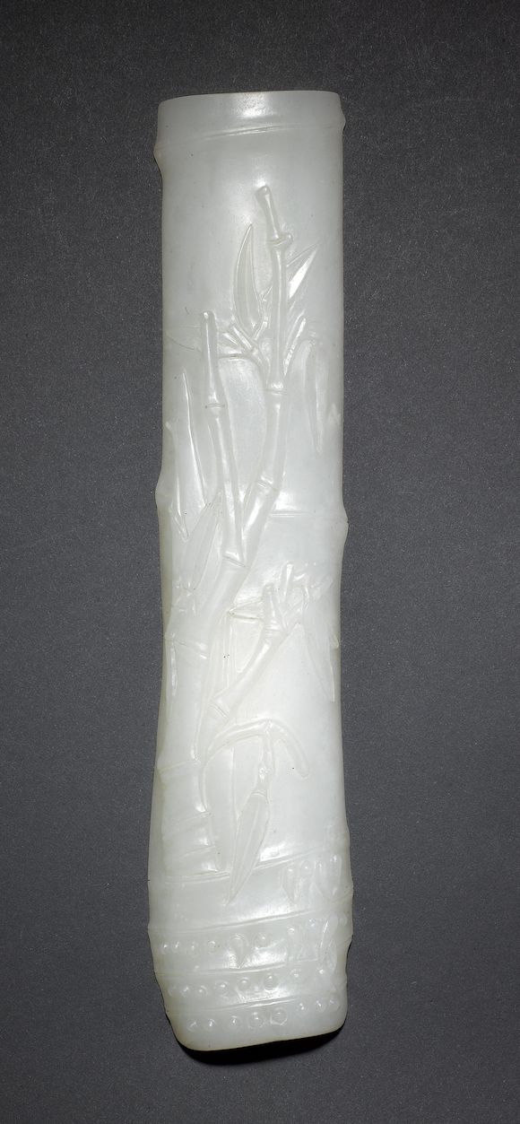 Bonhams : A jade scroll weight, wrist rest or other scholar's object