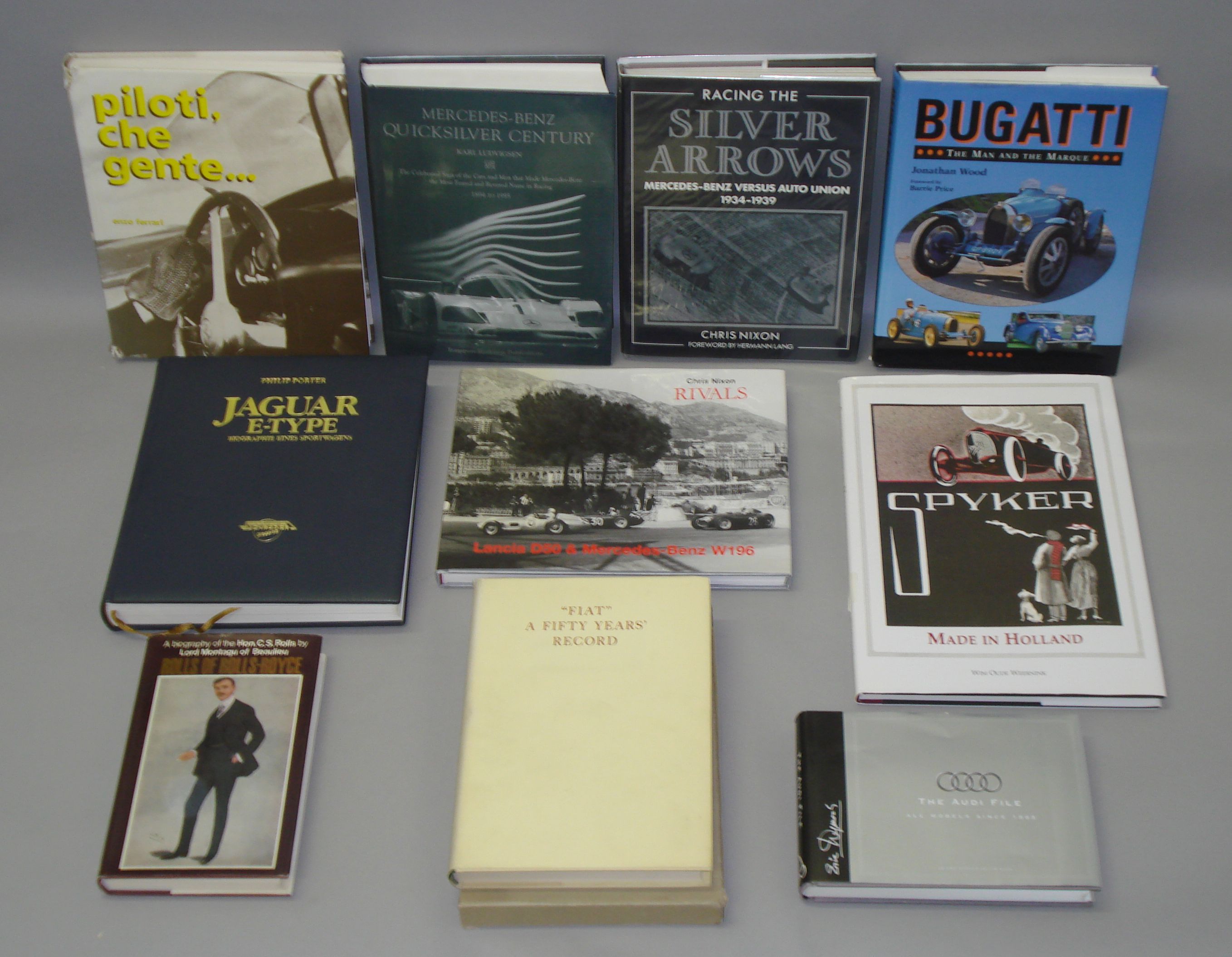 Bonhams Cars : Ten assorted motoring books including signed examples,