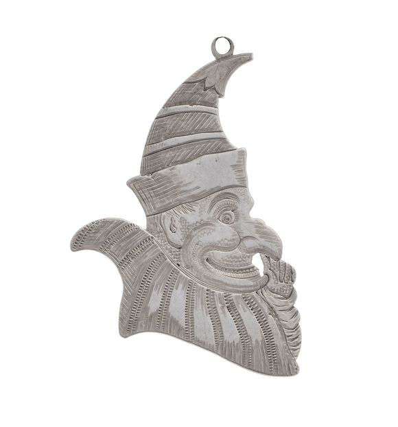 Bonhams : A Victorian silver figural PUNCH label, unmarked,