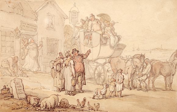 Bonhams : Thomas Rowlandson (British, 1756-1827) Coach and figures ...