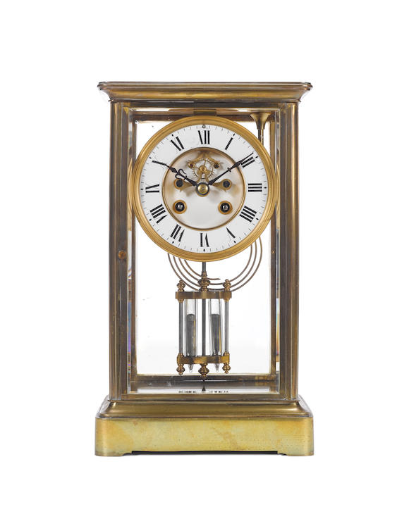 Bonhams A Late 19th Century French Brass Four Glass Mantel Clock With
