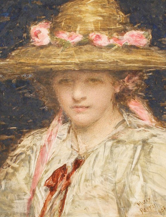 Bonhams : Mary Perrin (British, active 1881-1909) Girl in a hat ...