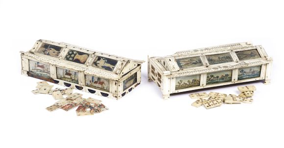 Bonhams : A pair of French Prisoner of War bone gaming caskets, 9x4.5x2 ...