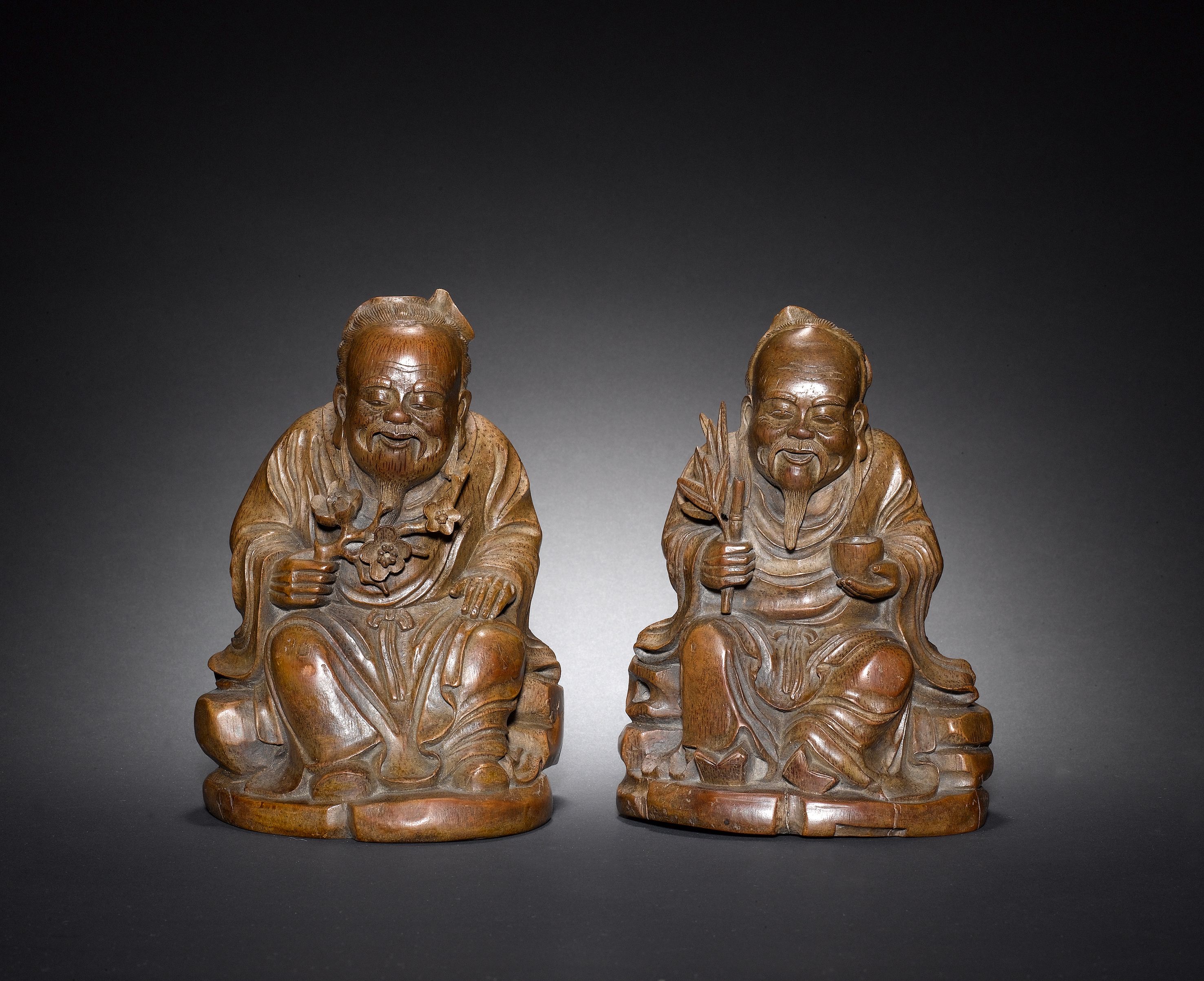 Bonhams : Four carved bamboo figures