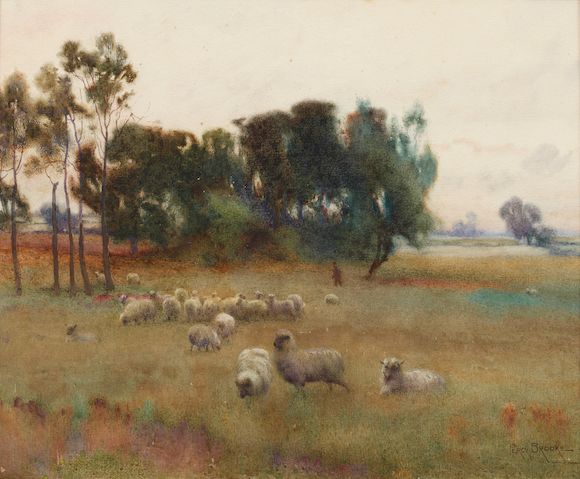 Bonhams : Percy Brooke (British) Sheep in a meadow