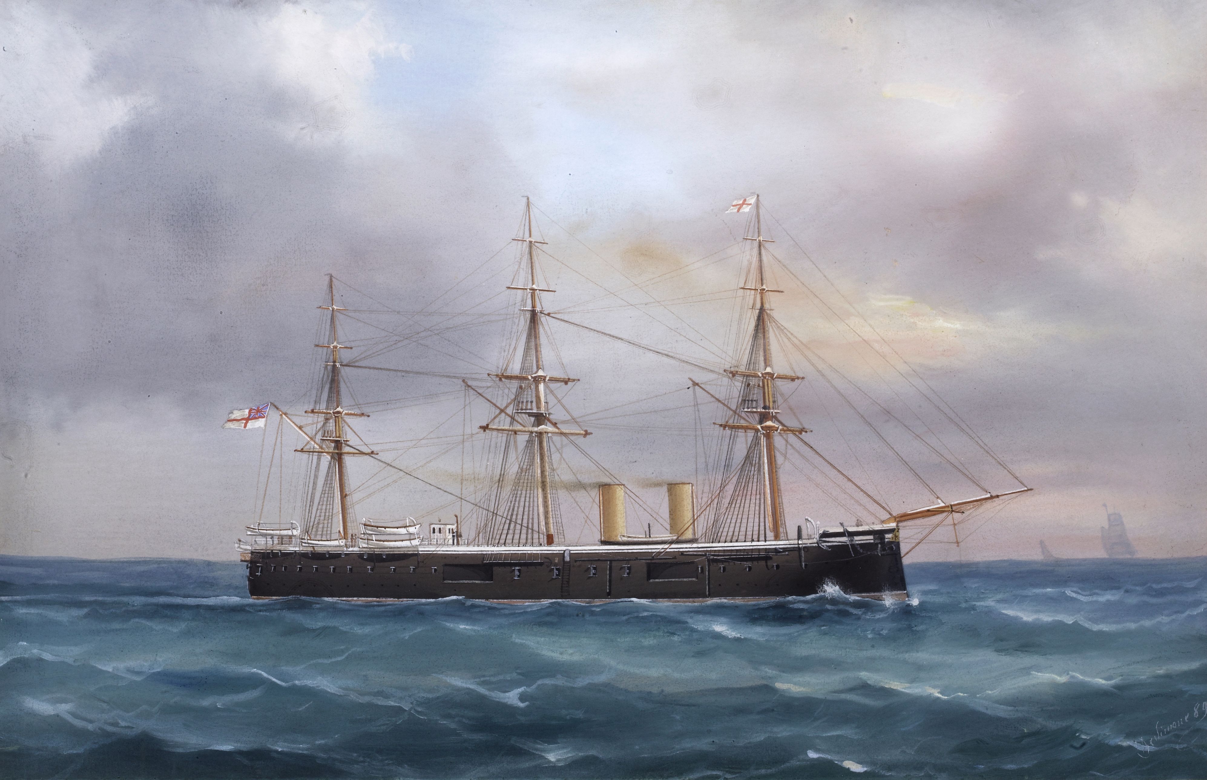 Bonhams : Tommaso de Simone (Italian, 19th Century) H.M.S. Hercules ...