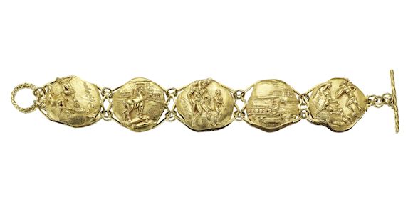 Bonhams : A panel bracelet, by Nino D'Antonio Germano,