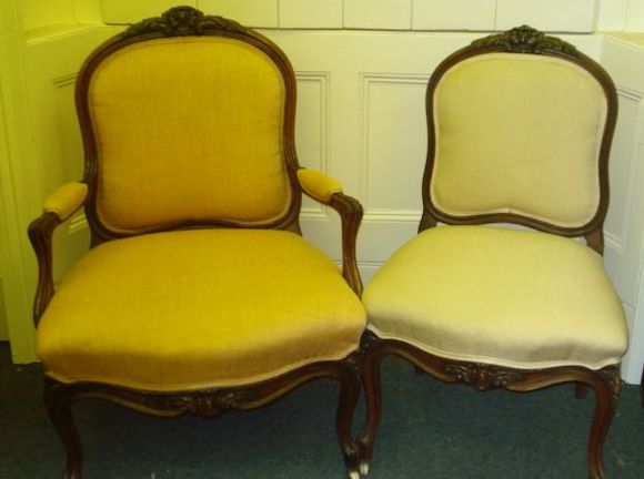 Bonhams : A Louis XV style foliate carved walnut frame fauteuil, late ...