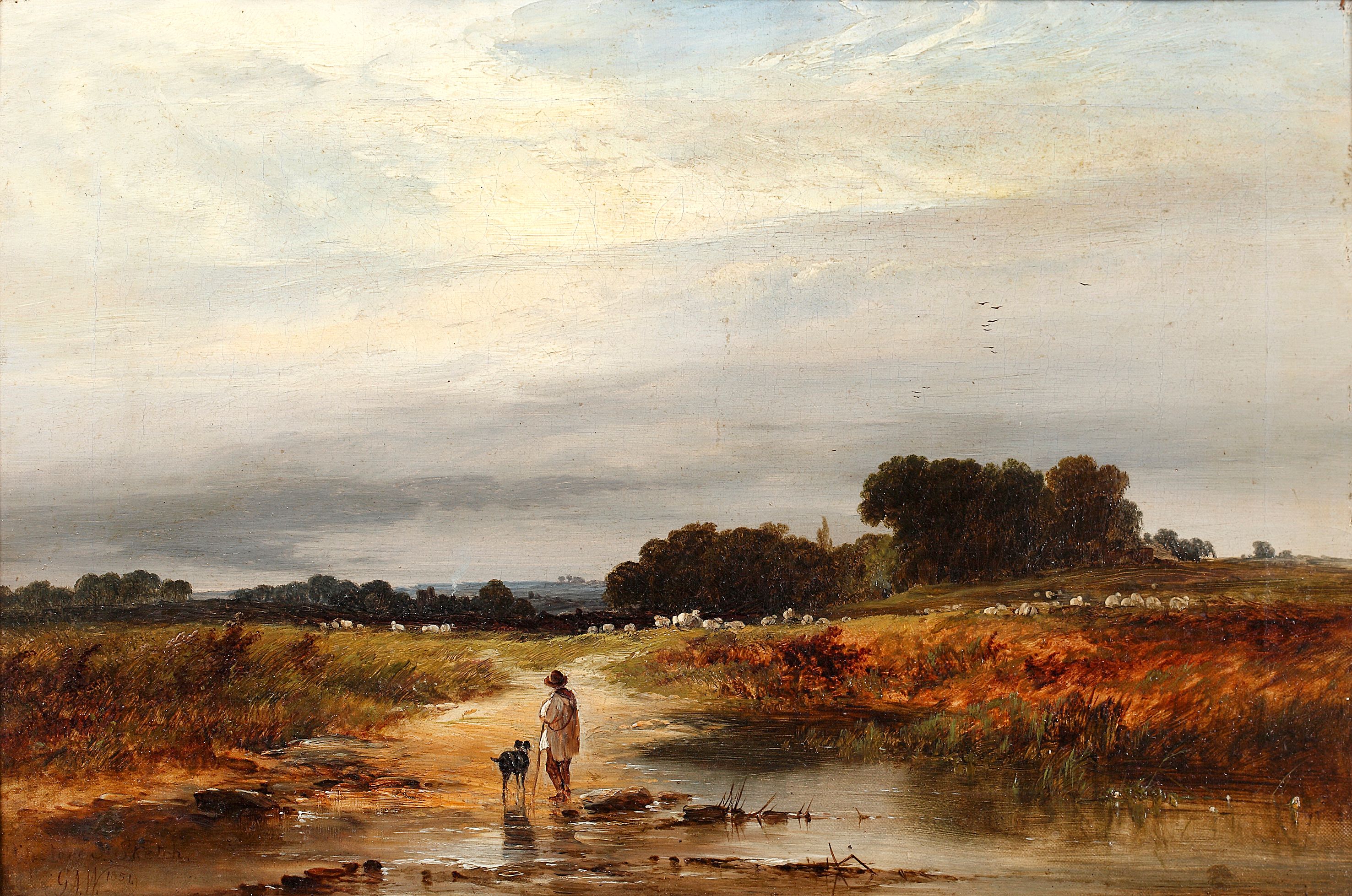 Bonhams : George Augustus Williams (British, 1814-1901) Man and his dog ...