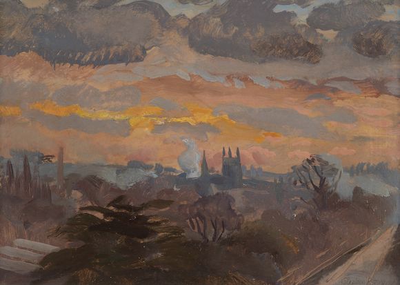 Bonhams : Stephen Bone (British, 1904-1958) Evening Over a City