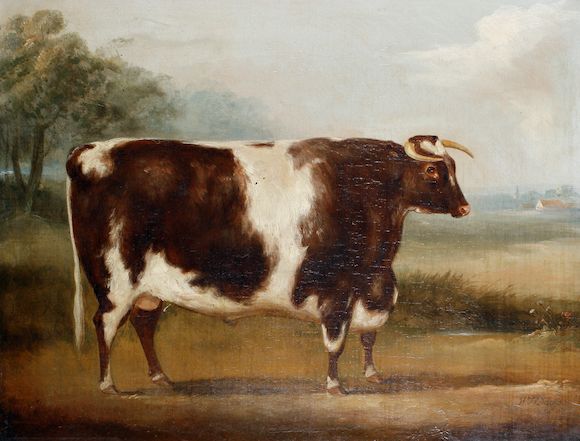 Bonhams : William Henry Davis (British, ?-1865) Study of a bull