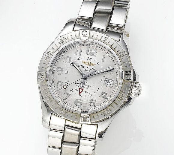 Bonhams : Breitling. A stainless steel automatic chronograph calendar ...
