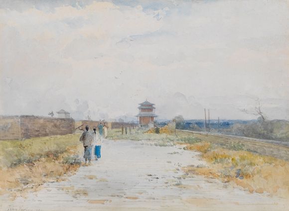 Bonhams : John Varley Jnr. (British, 1850-1933) On the city wall, Peking