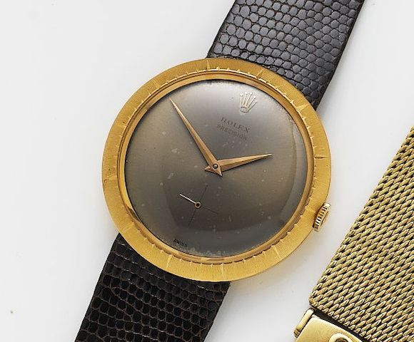 Bonhams : Rolex. An 18ct rose gold manual wind wristwatchPrecision ...