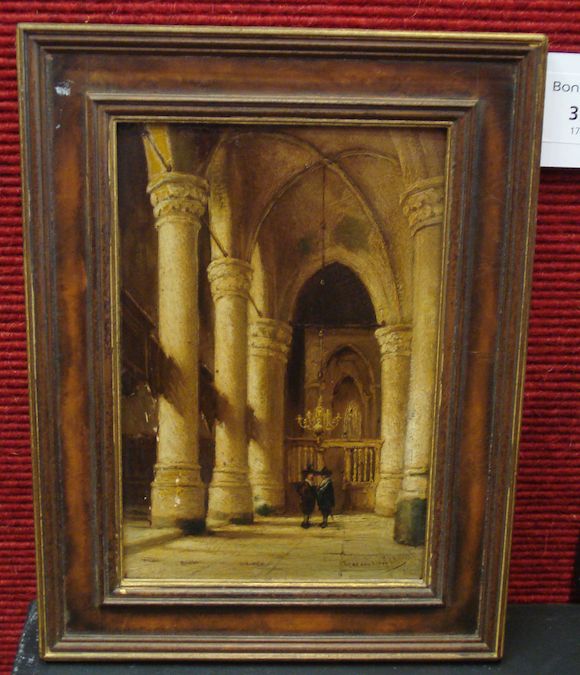 Bonhams : ** Tetar van Elven, 19th Century Church interior with figures