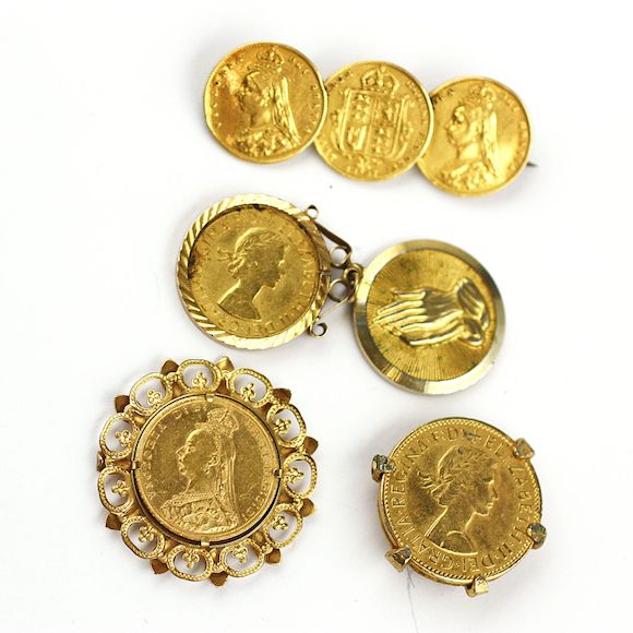 Bonhams : Two sovereigns, 1891 and 1964, both in pendant mounts, a ...