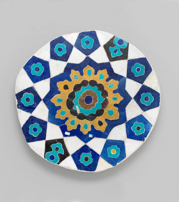 Bonhams : A Timurid/ Safavid mosaic pottery Tile Fragment Persia or ...