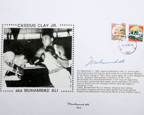 Bonhams : A Muhammad Ali hand signed sheet